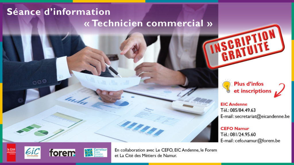 Séance d’information « Technicien commercial » - Cité des métiers de Namur